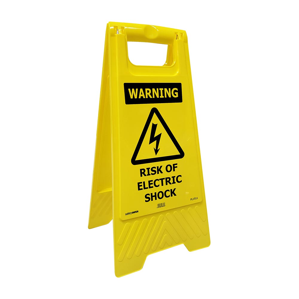 Warning Risk of Electric Shock, Yellow Floor Stand Sign – Active Safety
