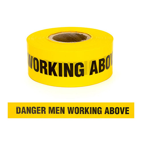 Danger Men Working Above Warning Tape, Black/Yellow: 250m – Active Safety
