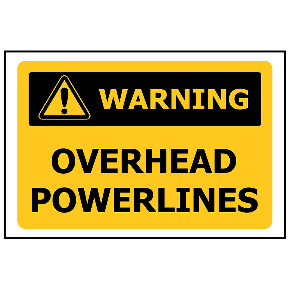 Warning Overhead Powerlines Sign 340 x 240 ACM – Active Safety